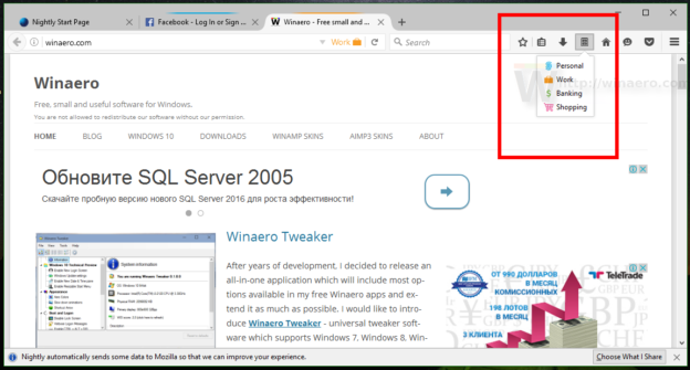 First Look at Containers Feature in Firefox