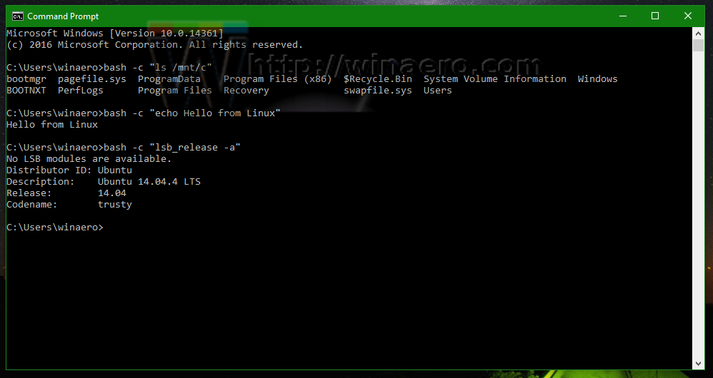 Run Linux Commands From Cmd exe Prompt In Windows 10