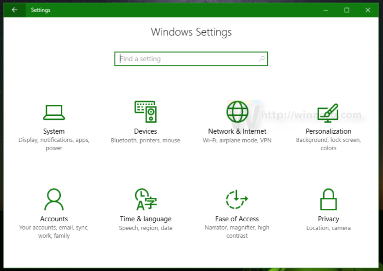 Open various Settings pages directly in Windows 10 Anniversary Update