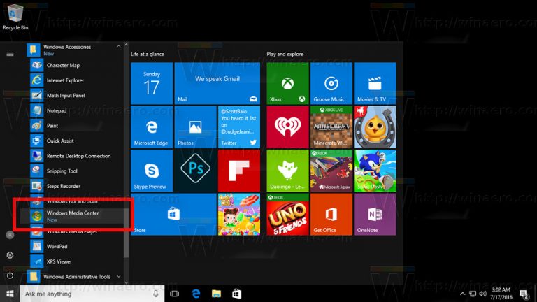 Windows Media Center for Windows 10 Anniversary Update