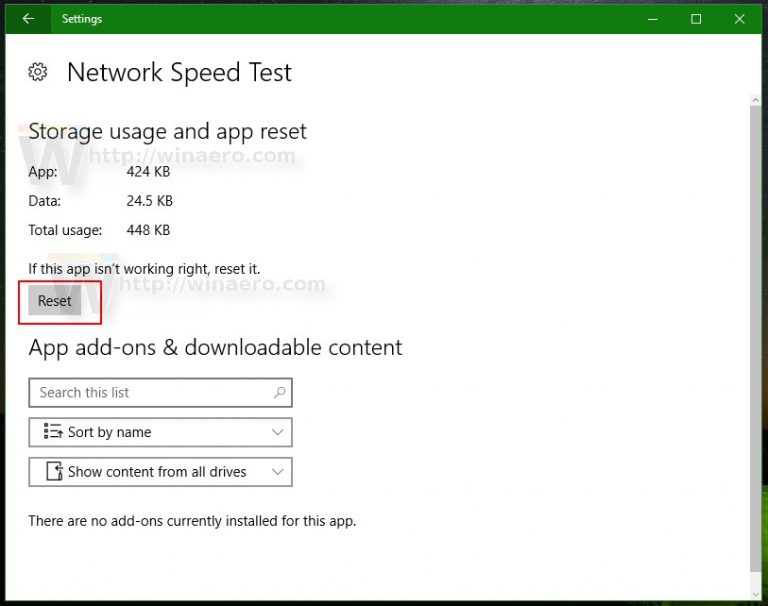 Reset a Universal App (Store app) in Windows 10 and clear its data