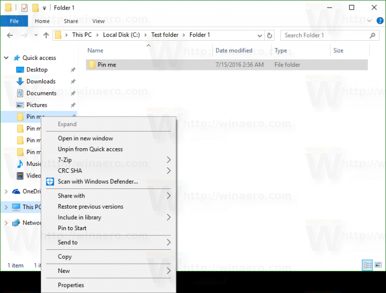 Rename Quick Access pinned folders in Windows 10