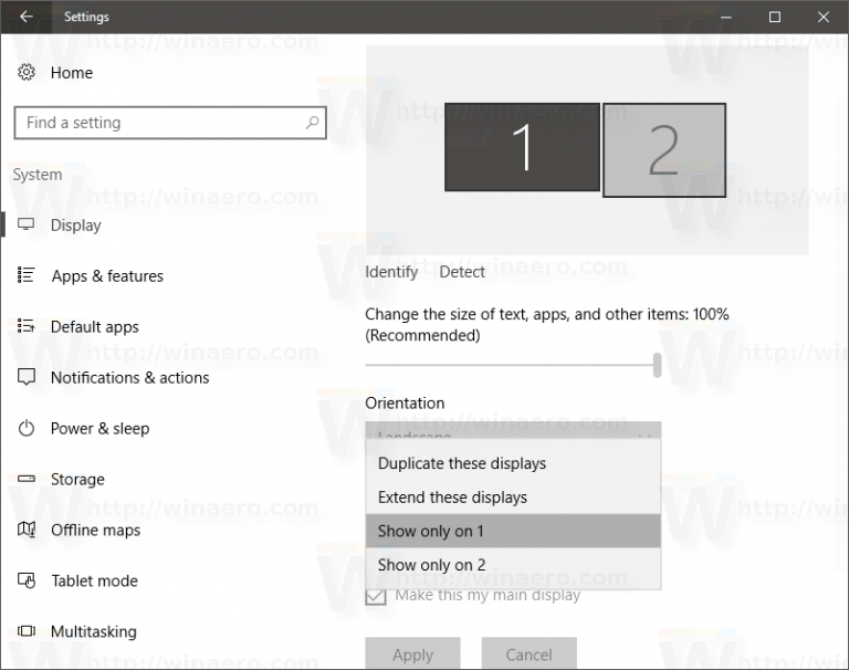 Configure multiple displays in Windows 10