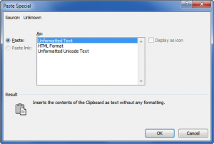 Paste plain text in Windows 10