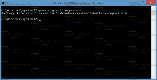 Battery report in Windows 10 and Windows 8