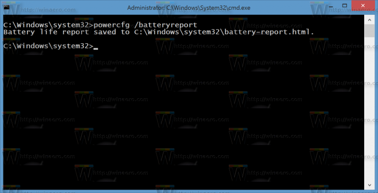 Battery report in Windows 10 and Windows 8