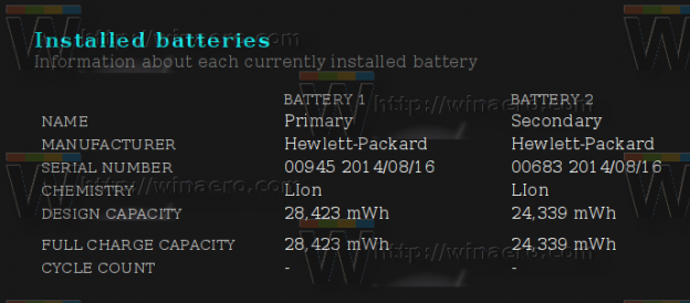 Battery report in Windows 10 and Windows 8