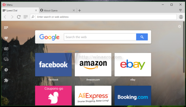 Opera 40 features search popup and new start page theme