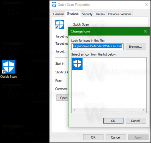 Create a shortcut for Windows Defender Quick Scan in Windows 10