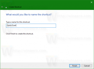 Create a shortcut for Windows Defender Quick Scan in Windows 10