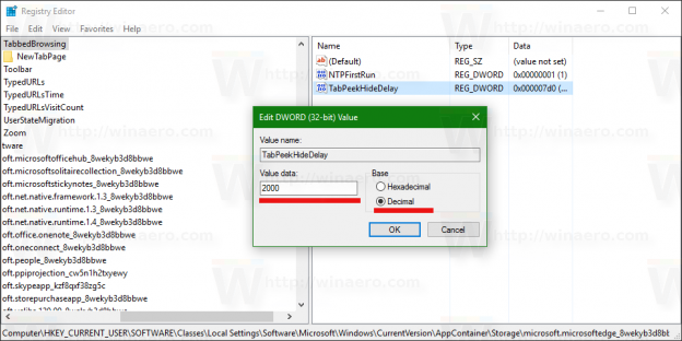 Change Edge Tab Preview Thumbnail Hide Delay in Windows 10