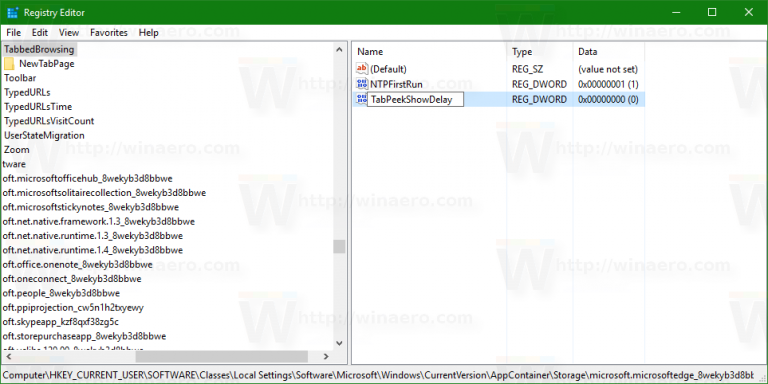 Change Tab Preview Hover Delay Timeout in Edge