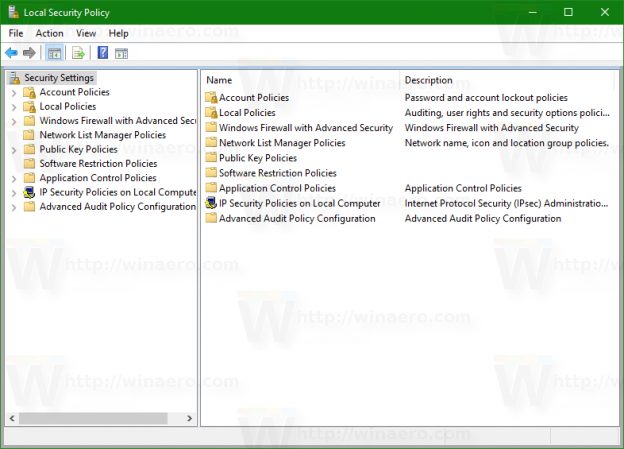 Reset Local Security Policy Settings all at once in Windows 10