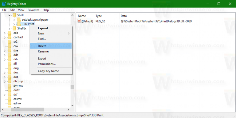 Remove "3D Print with 3D Builder" from the context menu in Windows 10