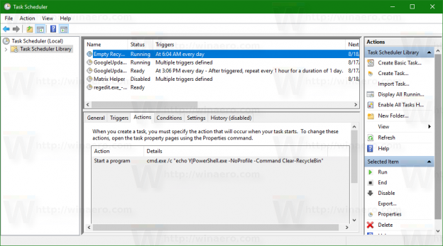 Empty Recycle Bin automatically in Windows 10