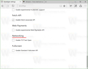 Enable TCP Fast Open for Microsoft Edge in Windows 10
