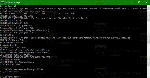 How to see names and values of environment variables in Windows 10