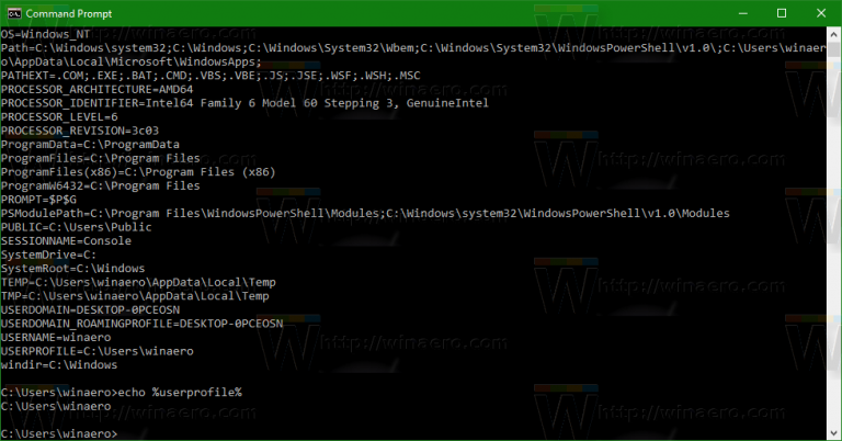 How to see names and values of environment variables in Windows 10