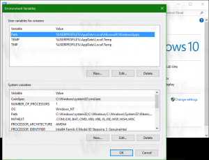 How to see names and values of environment variables in Windows 10