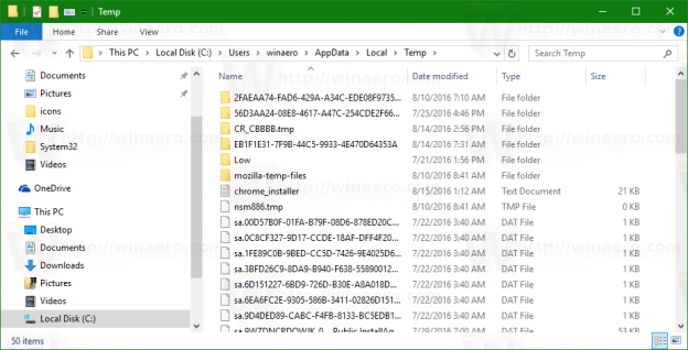 Clean up temp directory automatically in Windows 10