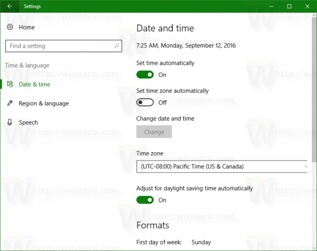 Configure Internet Time (NTP) options in Windows 10