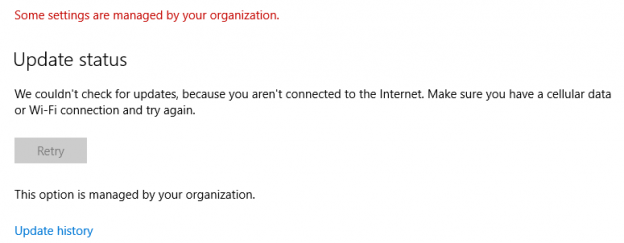 Remove access to all Windows Update features - a new policy in Windows 10