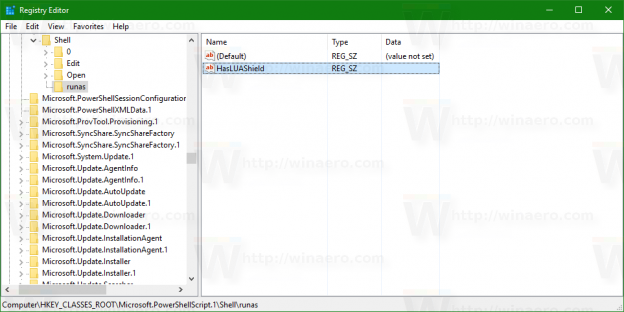 Run as administrator context menu for Power Shell (PS1) files
