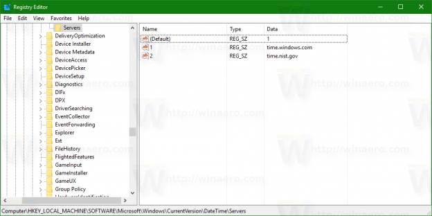 Configure Internet Time (NTP) options in Windows 10