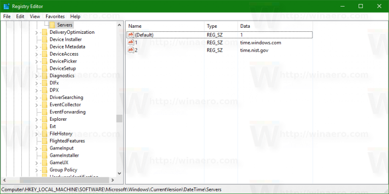Configure Internet Time (NTP) options in Windows 10