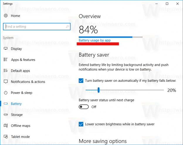 Get detailed information about battery usage in Windows 10