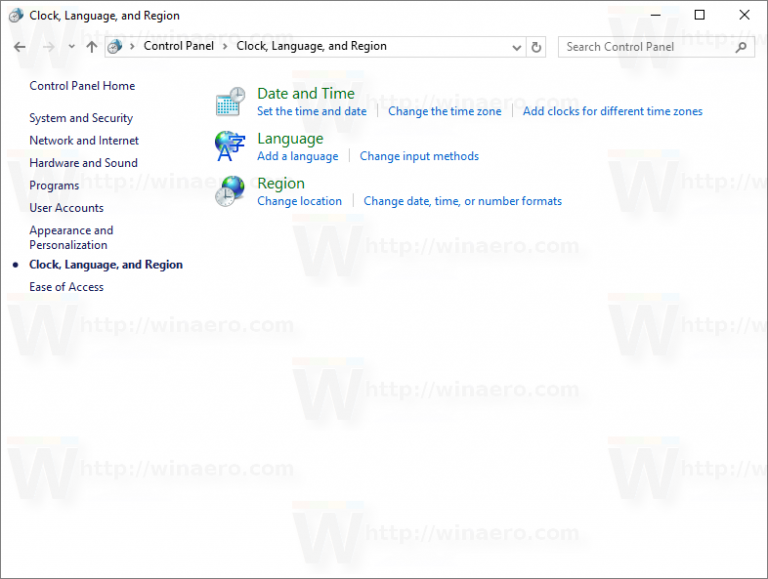 How to change Region and home location in Windows 10