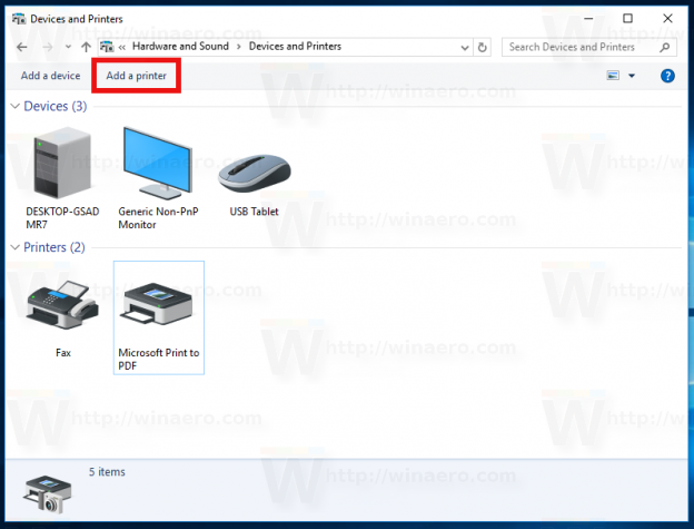 How to remove Print to PDF Printer in Windows 10