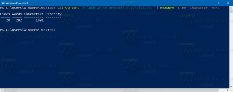 Get Amount Of Words Chars And Lines In A File Using Powershell