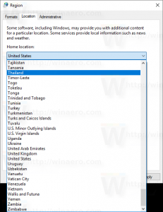How to change Region and home location in Windows 10