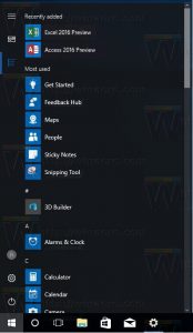 Hide App List in Start Menu in Windows 10