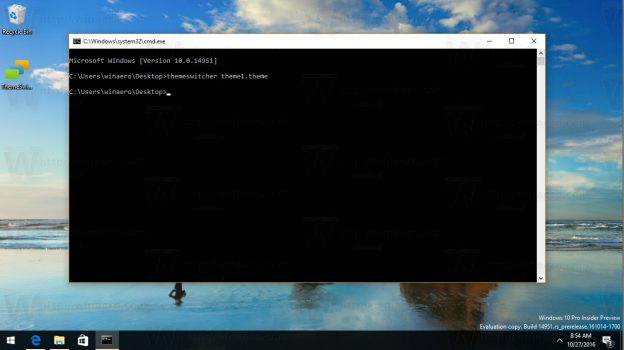 Change Windows 10 theme from the command prompt
