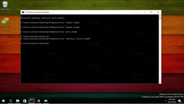 Change Windows 10 theme from the command prompt