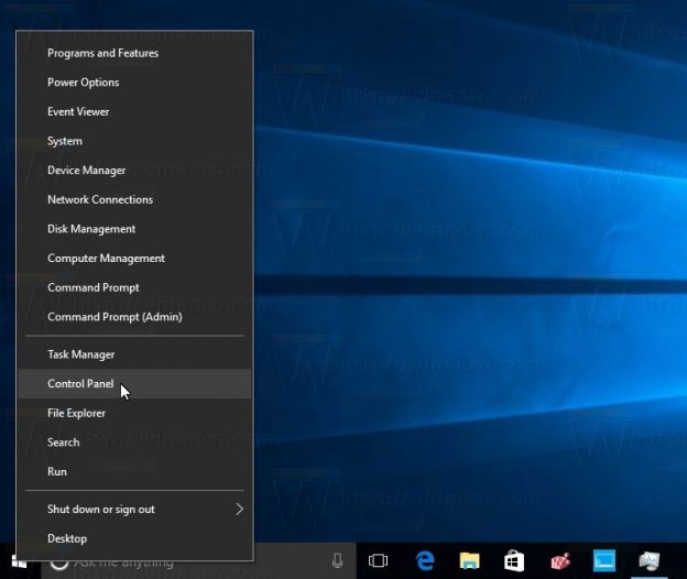 Restore Classic Control Panel shortcuts to Win+X menu in Windows 10