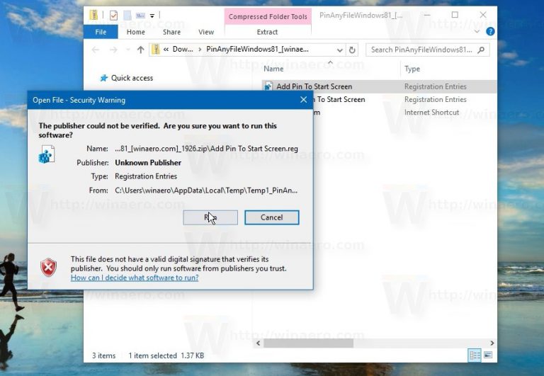 How to pin any file to Start Menu in Windows 10