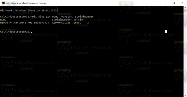 Get BIOS Information via Command Prompt in Windows 10
