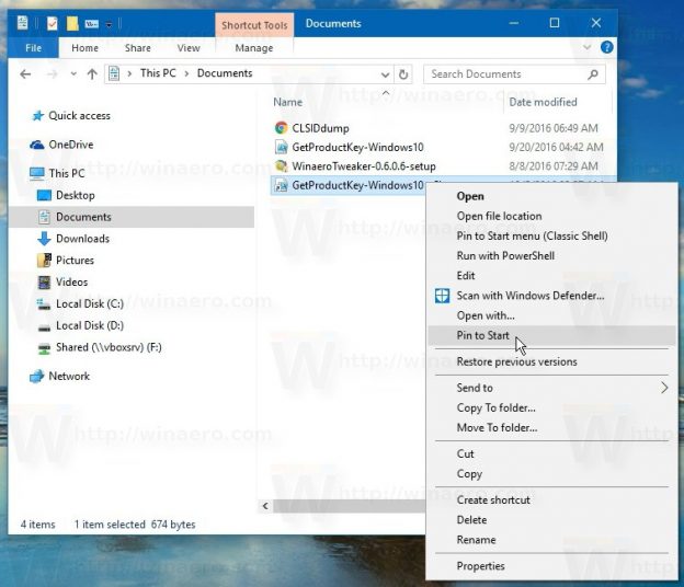 How to pin any file to Start Menu in Windows 10