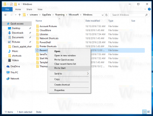 Pin Recent Files to the Start menu in Windows 10