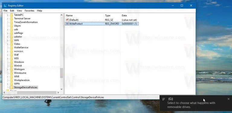 Enable USB write protection in Windows 10