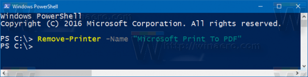 How to remove Print to PDF Printer in Windows 10