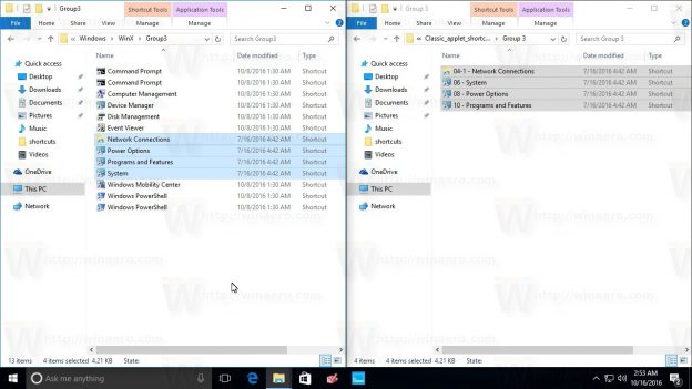 Restore Classic Control Panel shortcuts to Win+X menu in Windows 10