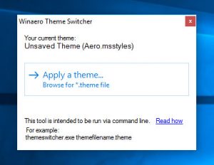 Change Windows 10 theme from the command prompt