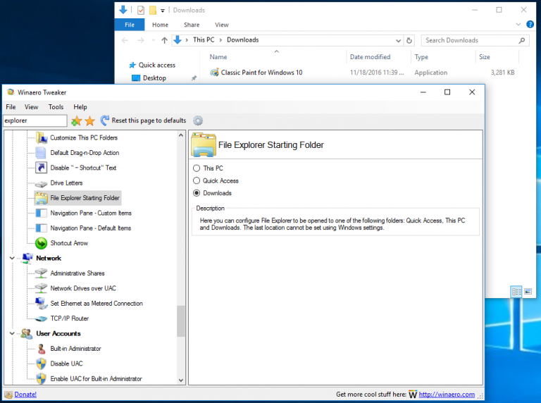 Open File Explorer to Downloads Folder in Windows 10