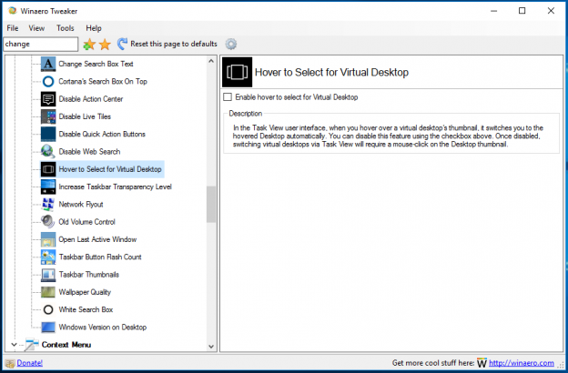 Disable Virtual Desktop Switching on Mouse Hover in Task View
