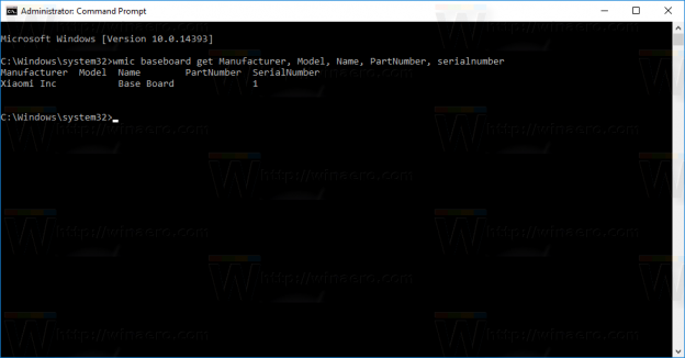 Get Motherboard Information via Command Prompt in Windows 10