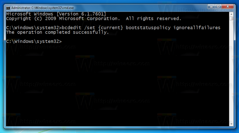 Disable Launch Startup Repair recommendation in Windows 7